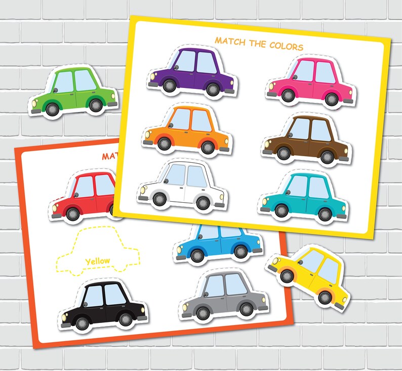 Cars Color Matching Activity for Kids, Toddler Printable, Montessori ...