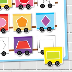 Train Shape Matching Activity, 2D Shapes, Shapes Busy Book Page, File ...