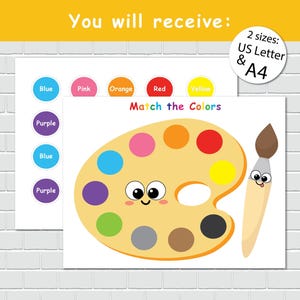 Color Matching Activity: Art Palette Printable for Toddlers (PDF ...