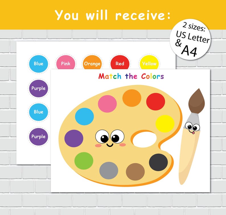 Color Matching Activity: Art Palette Printable for Toddlers (PDF ...