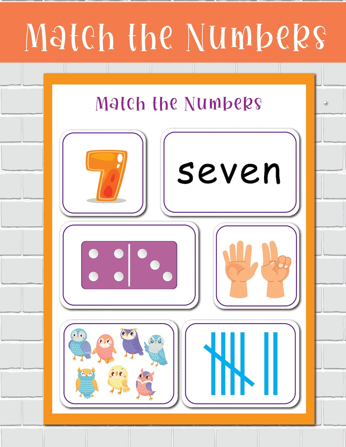 Matching Numbers 1-10 Activity. Counting Game Preschool Math - Etsy