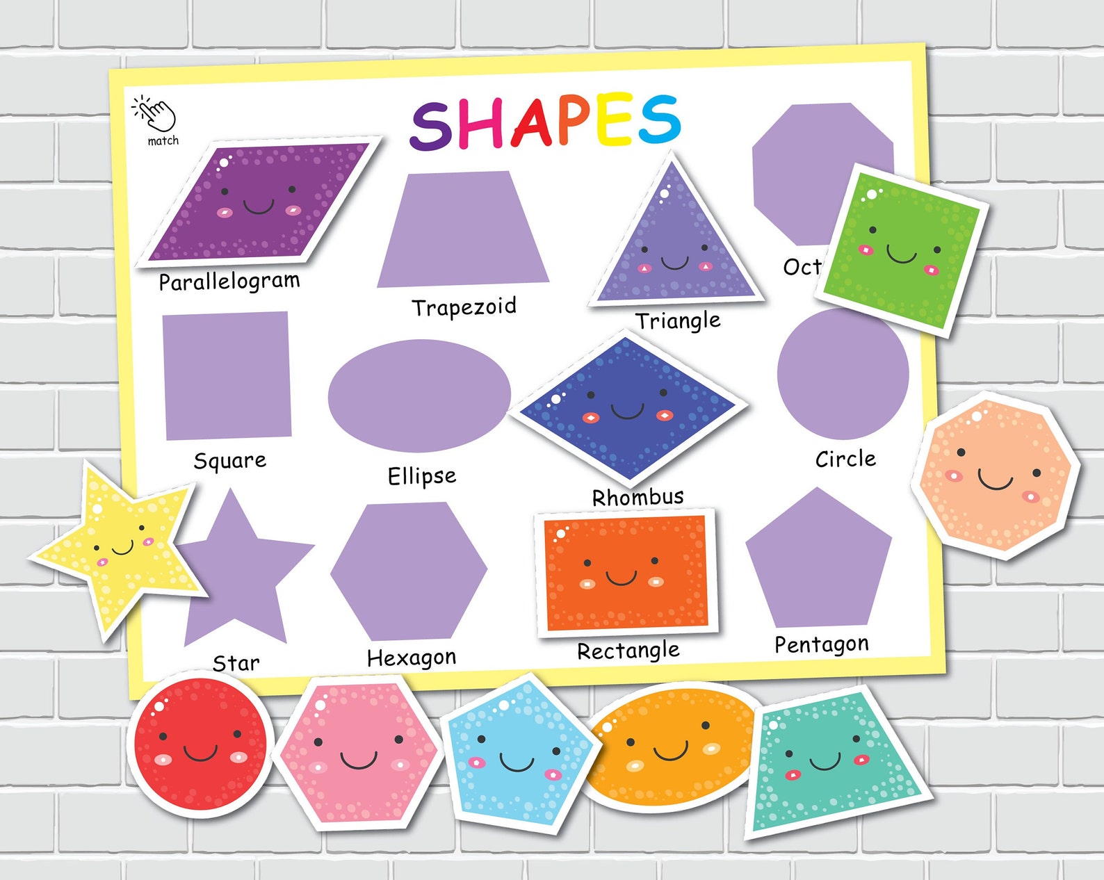 Shapes Matching Actvity. Toddlers Sort and Match Game. Preschool ...