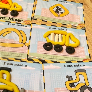 Construction Play Dough Mats, Trucks Printable Play Doh, Preschool ...
