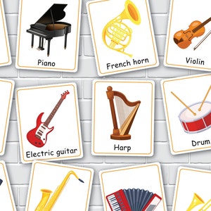 Musical Instruments Flash Cards, Toddler Printable Activity, Montessori ...