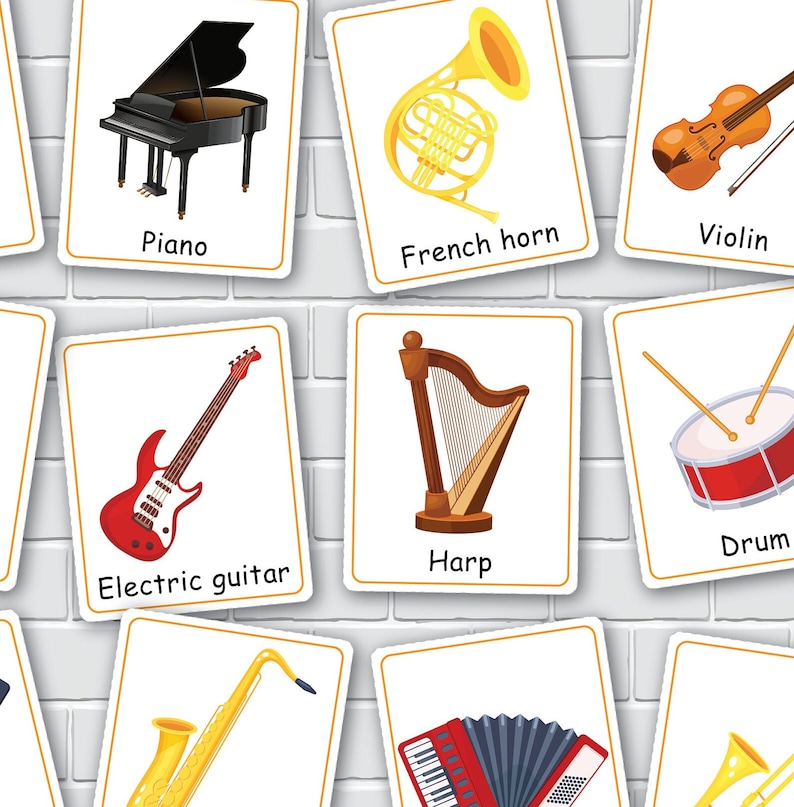 Musical Instruments Flash Cards Toddler Printable Activity - Etsy