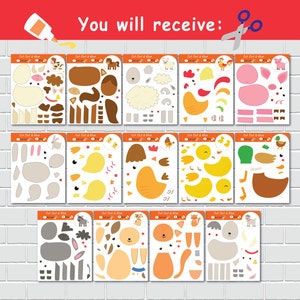 Farm Cut Out and Glue Crafts for Kids. Scissors Skills Activity. Fine ...