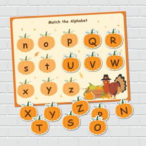 Pumpkin Alphabet Matching Activity, Fall Busy Book Page, Learning ...