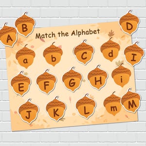 Acorn Alphabet Matching Activity for Kids, Autumn Quiet Book ...