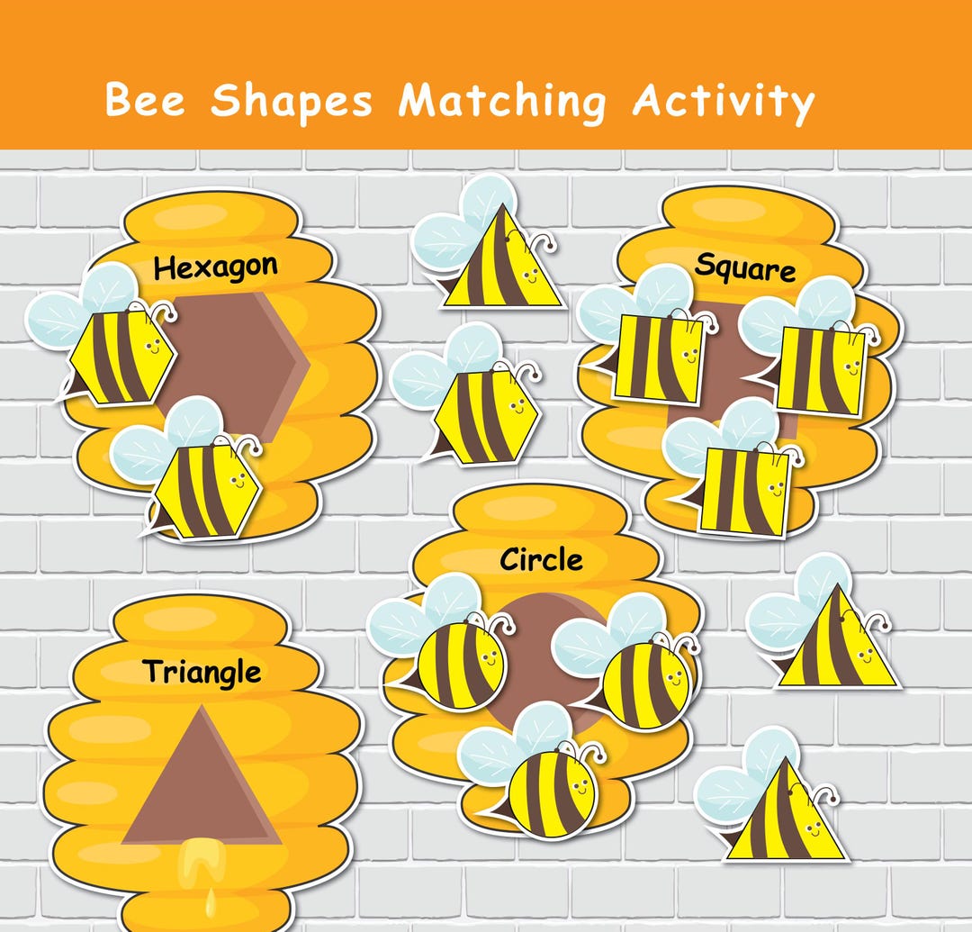 Bee Shapes and Beehive Matching Activity, 2D Shapes, Busy Book Page ...