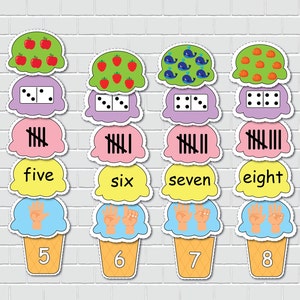 Ice Cream Matching Numbers Printable Activity for Kids. Homeschool ...