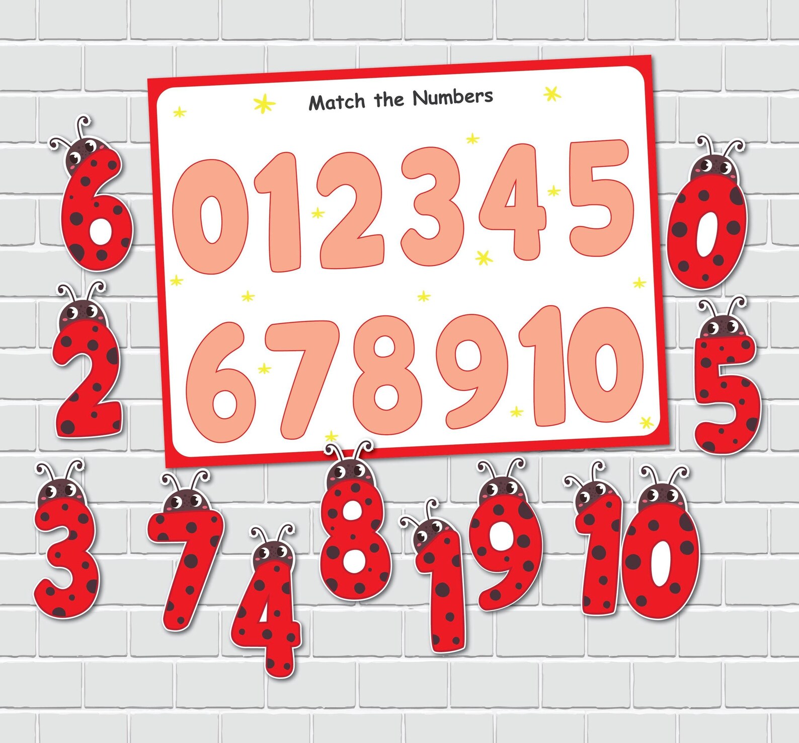 Ladybug Number Matching Game: Toddler Learning Binder (digital Download ...