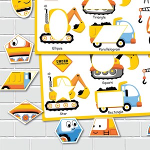 Trucks Shapes Activity for Kids, 2D Shapes Centers, Toddler Busy Book ...