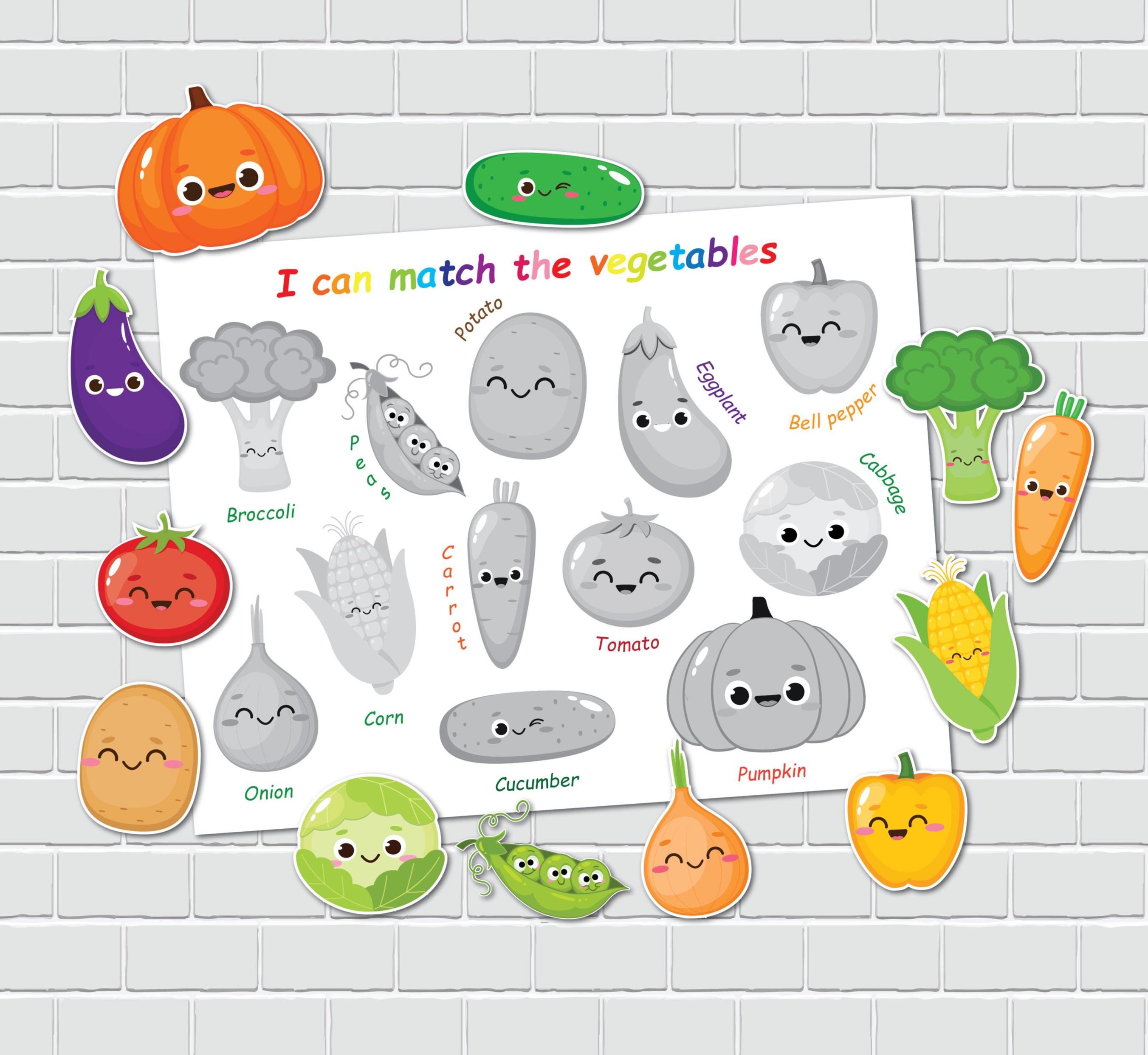 Fruits and Vegetables Matching Game, Printable Toddler Activity - Etsy
