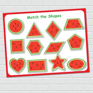 Watermelon Shape Matching Activity, 2D Shapes, Summer Busy Book Page ...