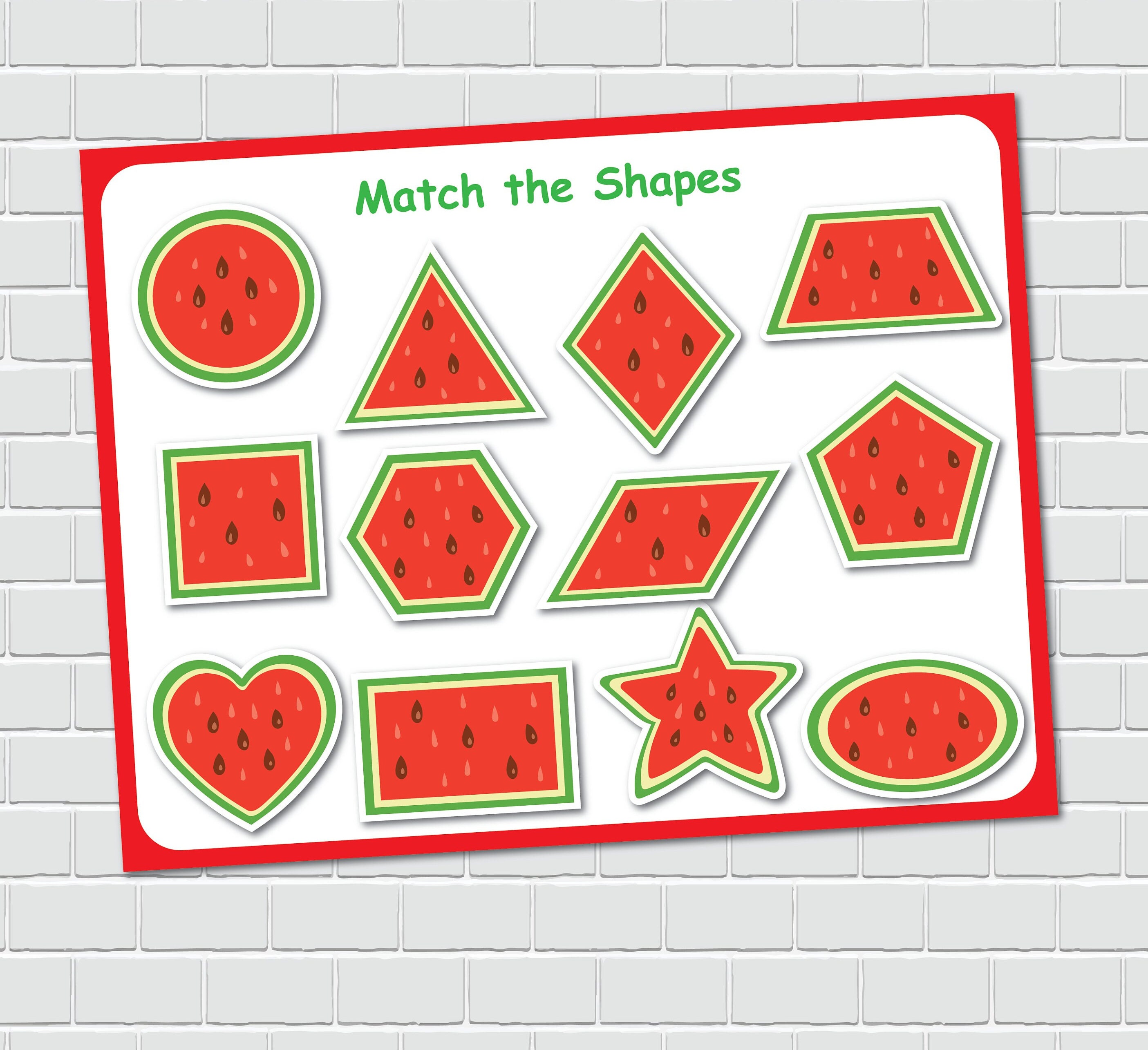 Watermelon Shape Matching Activity, 2D Shapes, Summer Busy Book Page ...