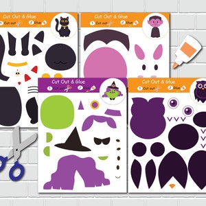 Halloween Cut Out and Glue Activity for Kids. Preschool Cutting ...