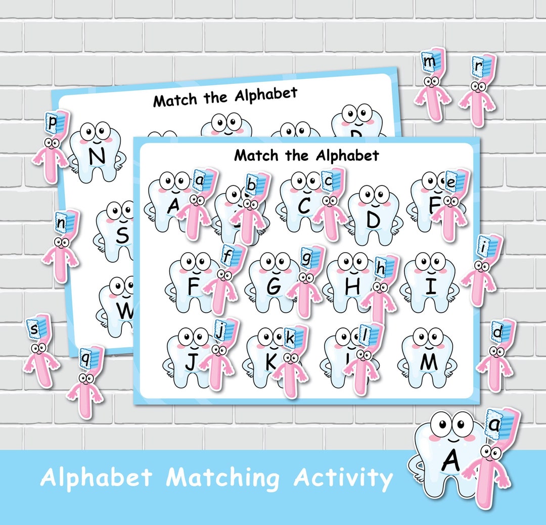 Teeth Alphabet Matching Activity for Kids, ABC Busy Book, Preschool ...