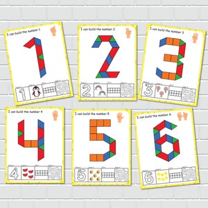 Numbers Pattern Blocks Activity, STEM Challenge Cards for Preschool and ...