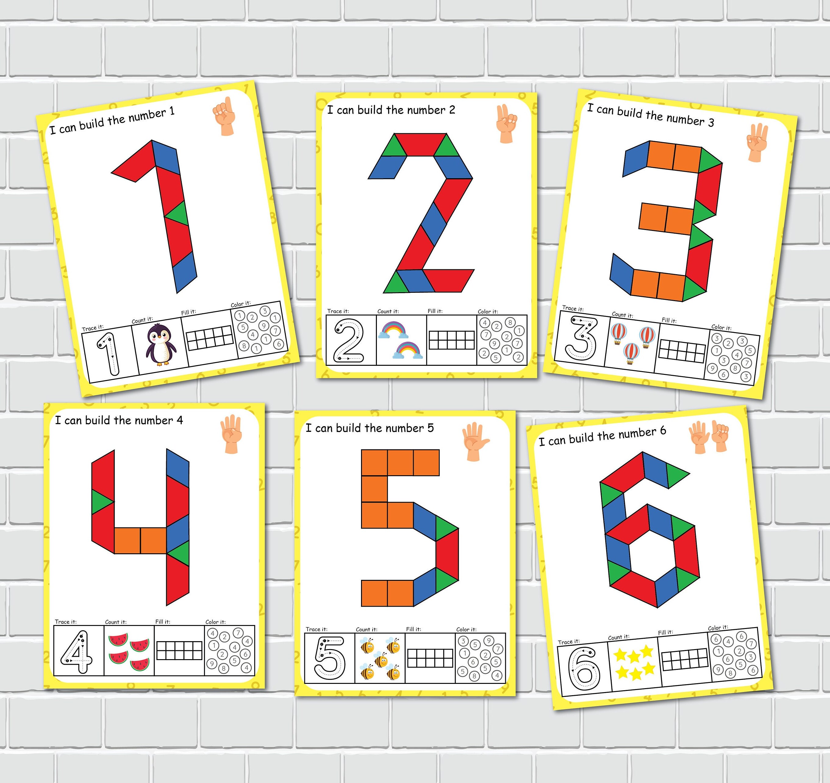 Numbers Pattern Blocks Activity, STEM Challenge Cards for Preschool and ...