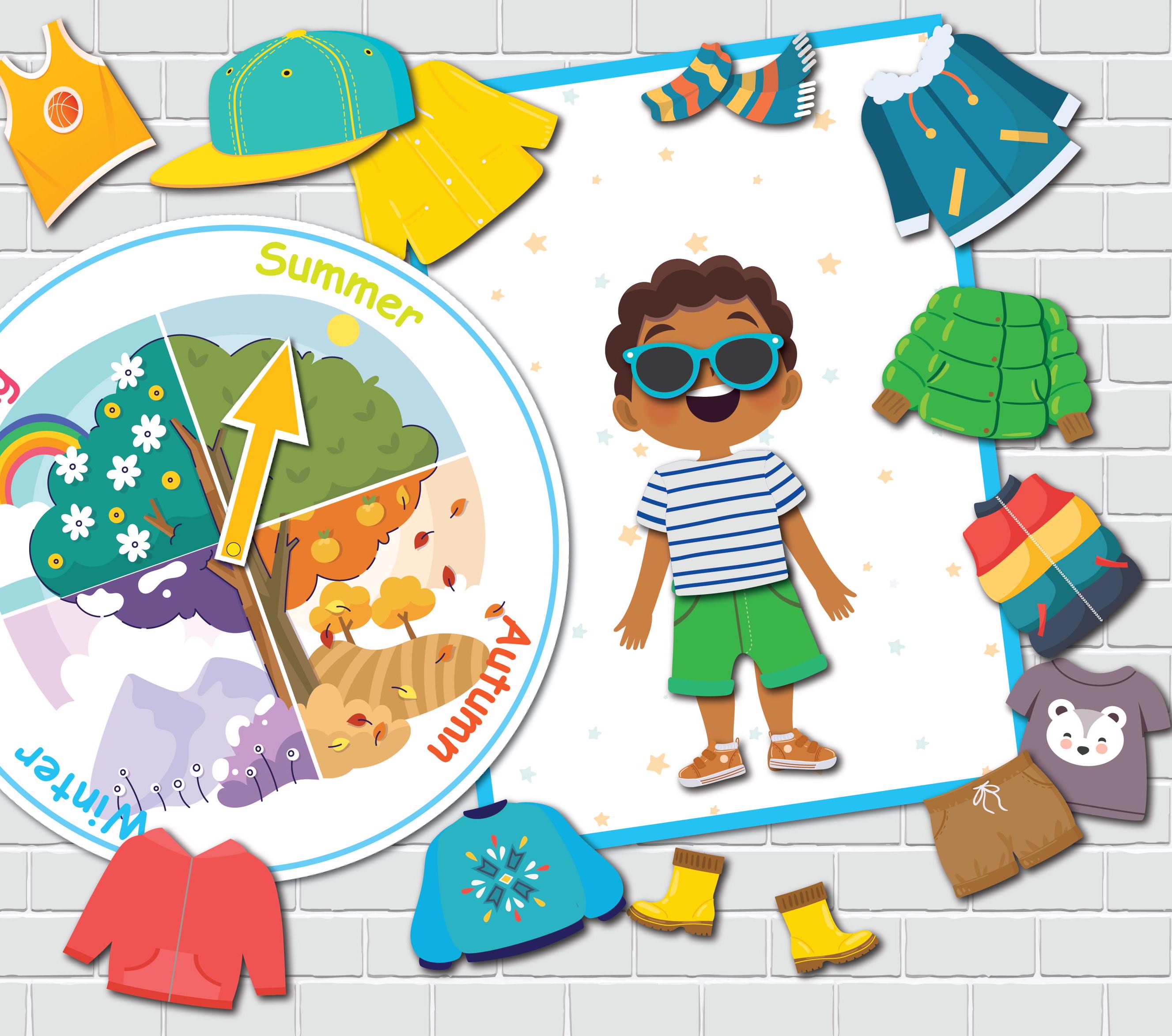 Dress up Printable Activity Four Seasons File Folder Games Toddler ...