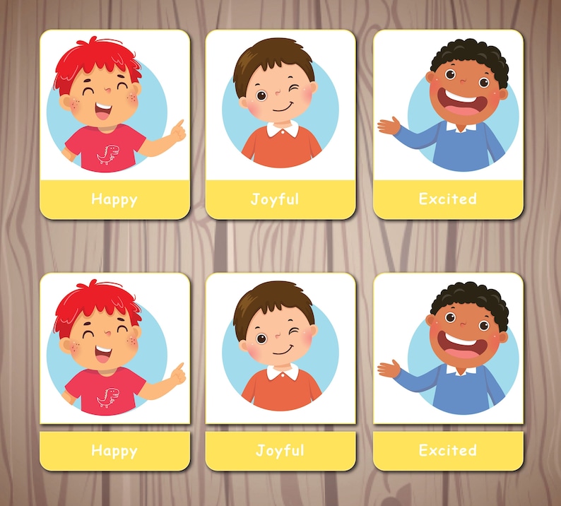 Emotion Flashcards Kids Feelings Flash Cards Montessori - Etsy