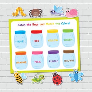 Bugs in a Jar Color Matching Activity, Color Sorting Printable (digital ...