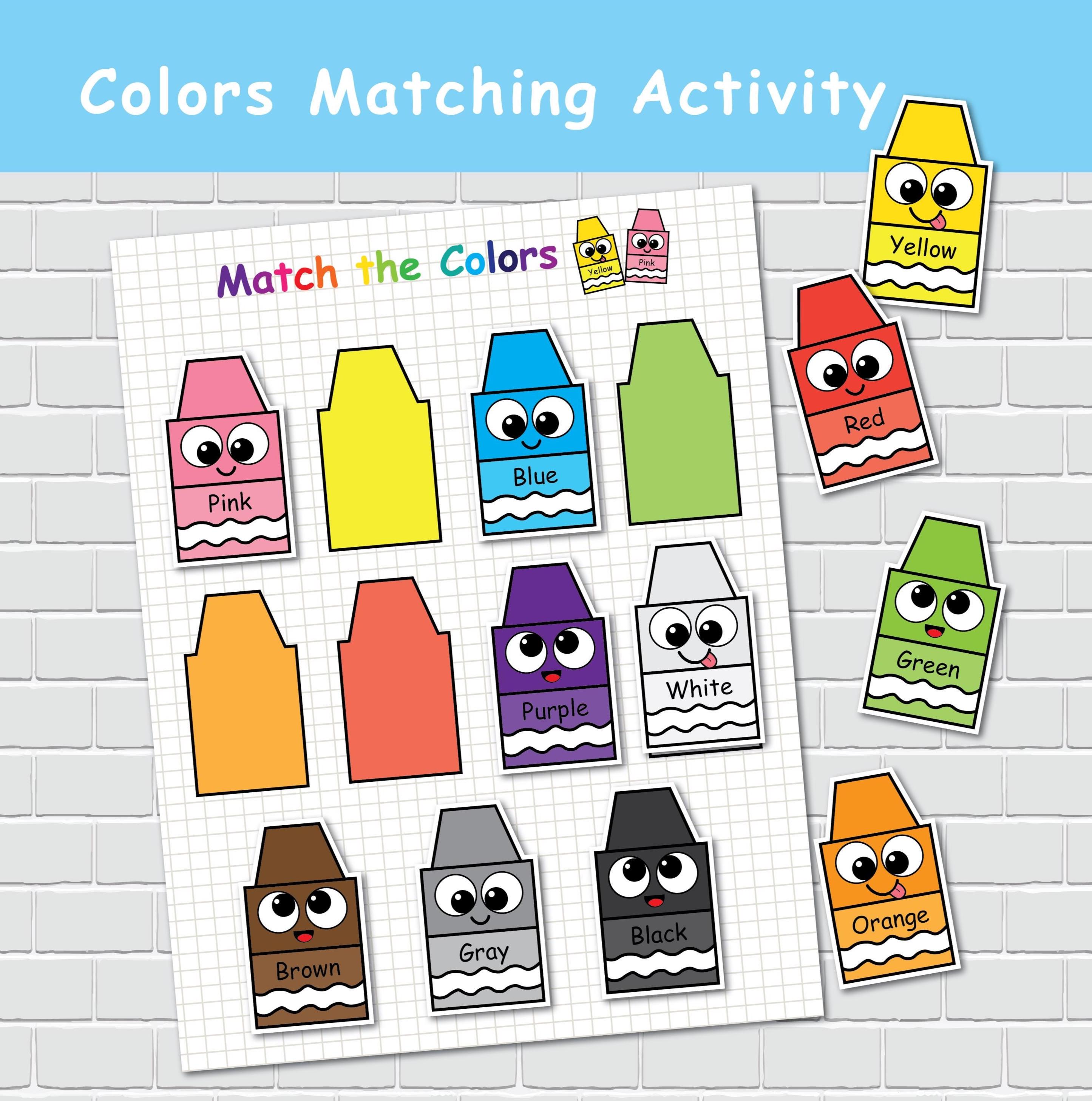 Color Crayons Matching Activity for Kids, Toddler Color Printables ...