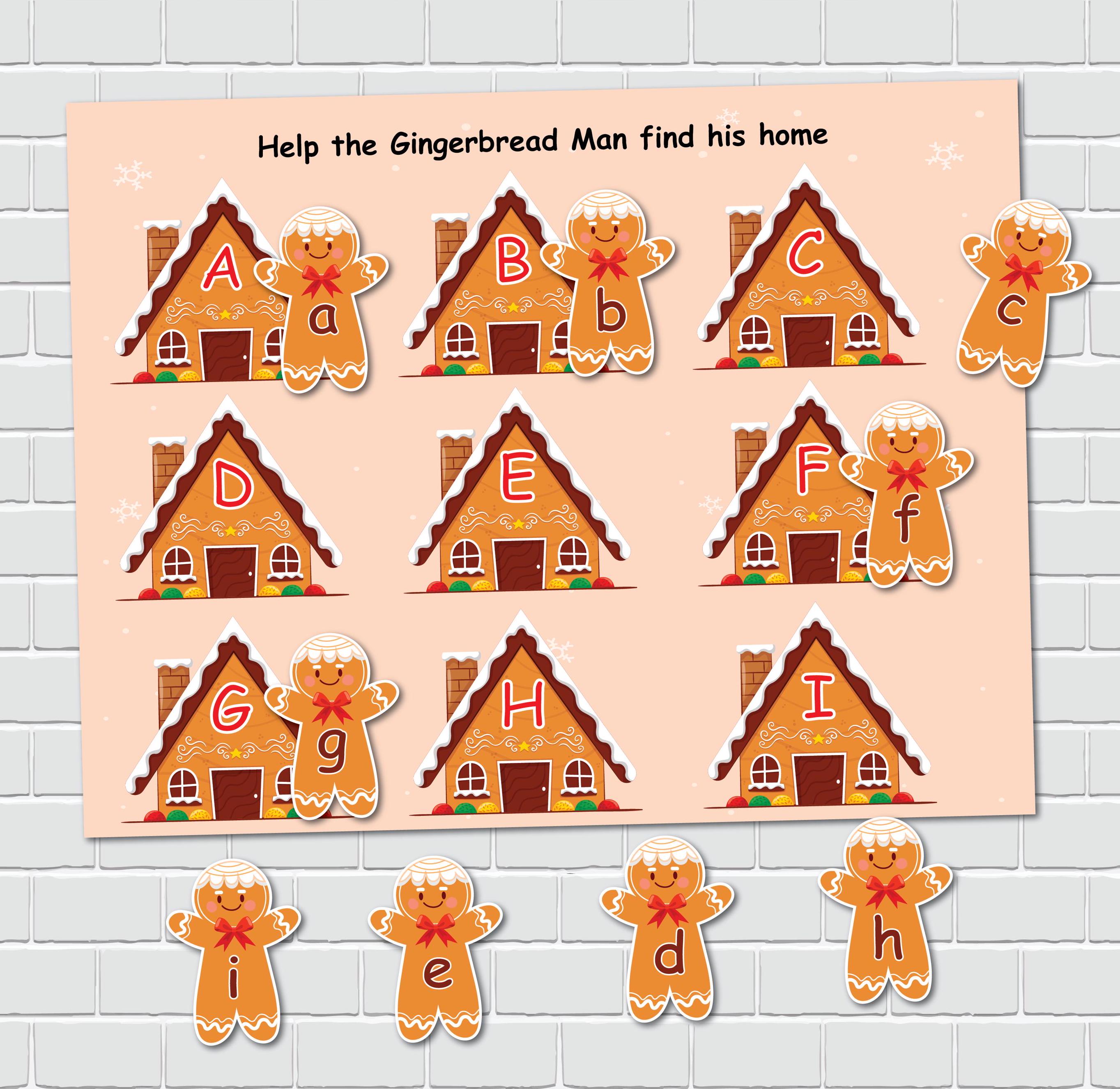 Gingerbread Man Alphabet Activity for Kids, ABC Matching Printable ...