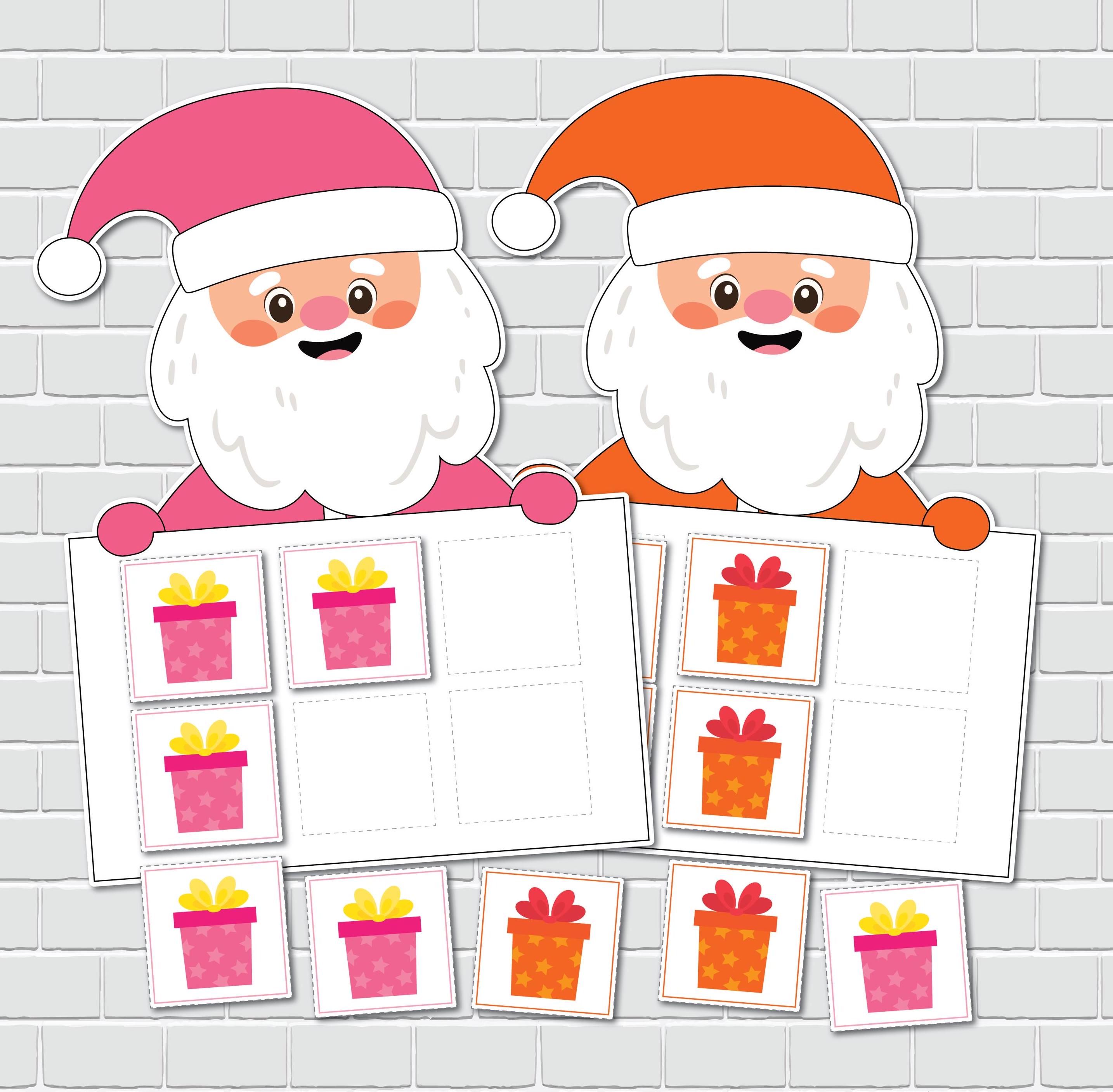 Santa Color Matching Activity for Kids, Christmas Theme Activities ...