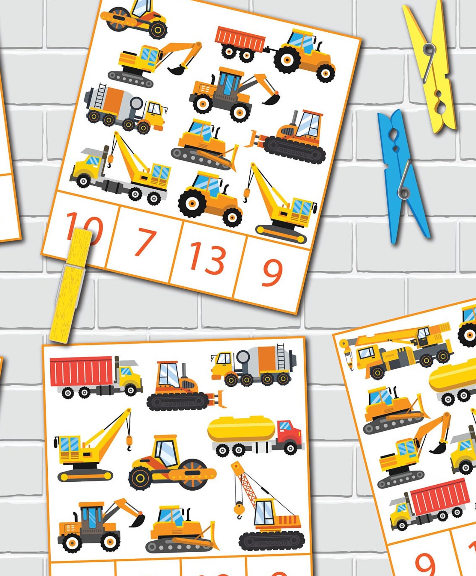 Construction Clip and Count Trucks Counting Activity Preschool - Etsy