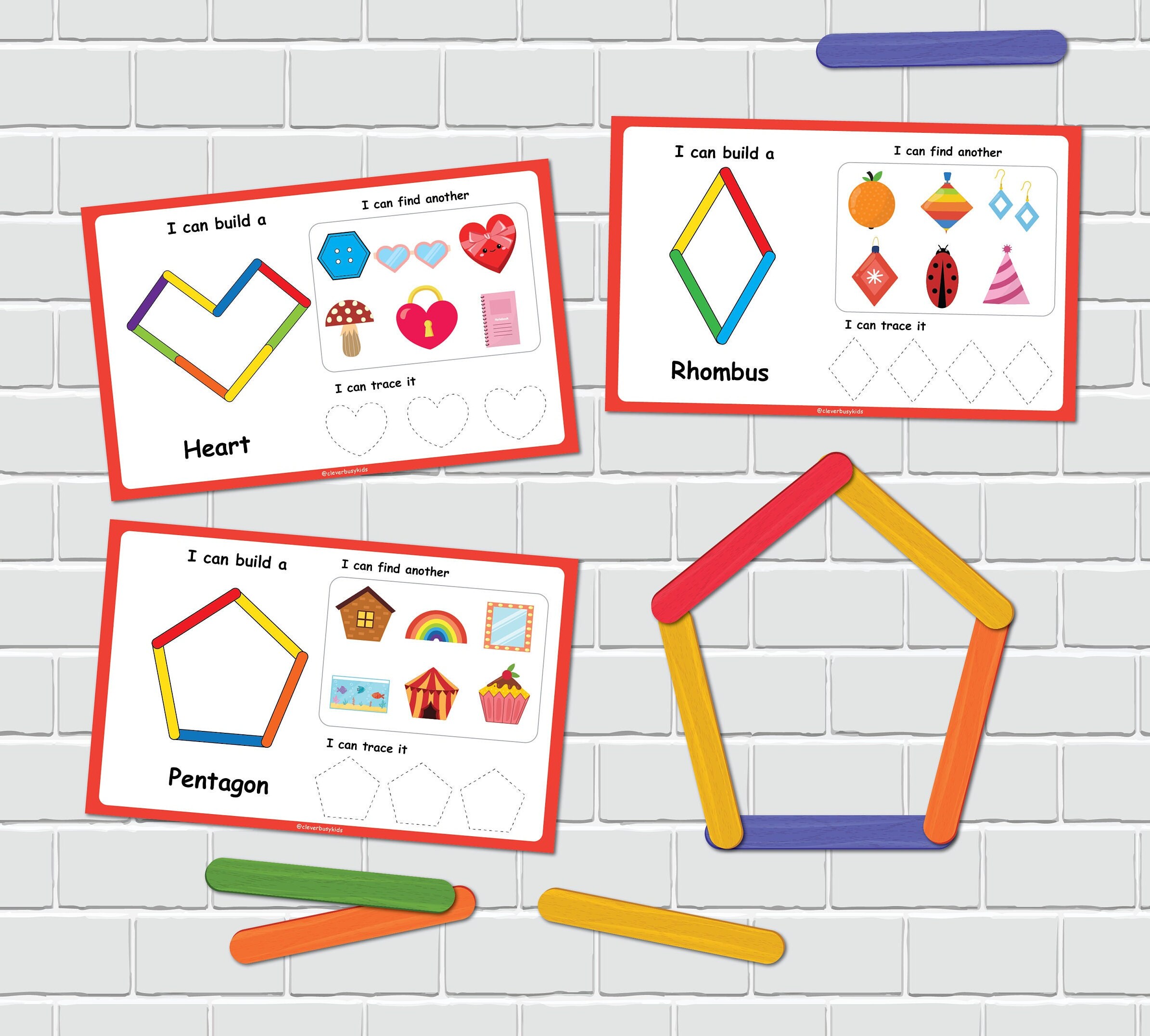 Popsicle Sticks Shapes Activity for Preschool and Kindergarten, Fine ...