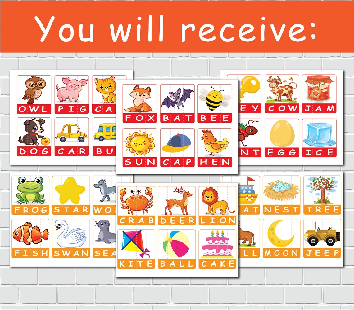 Word Puzzle Printable Activity Preschool Worksheets & | Etsy Canada