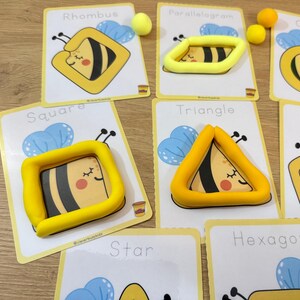 Bees Shapes Play Dough Mats, Summer Play Doh Activity, Preschool Fine ...