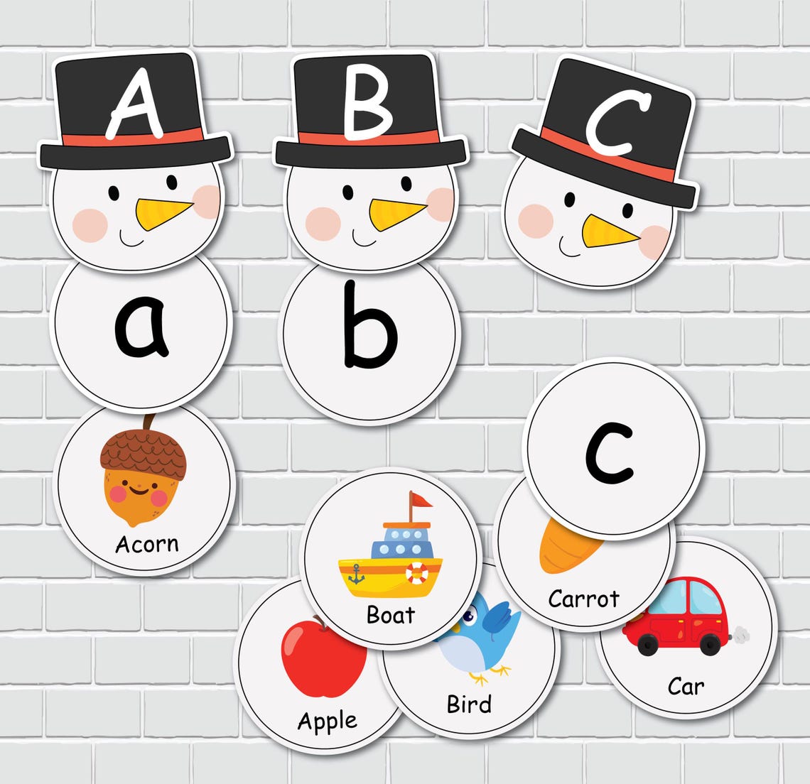 Snowman Alphabet Matching Game, Winter Activity (digital Download ...