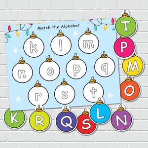 Christmas Theme Alphabet Matching Game for Kids, Printable ABC ...