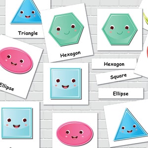 2D Shapes Flashcards, Three Part Flash Cards, Geometric Shapes ...