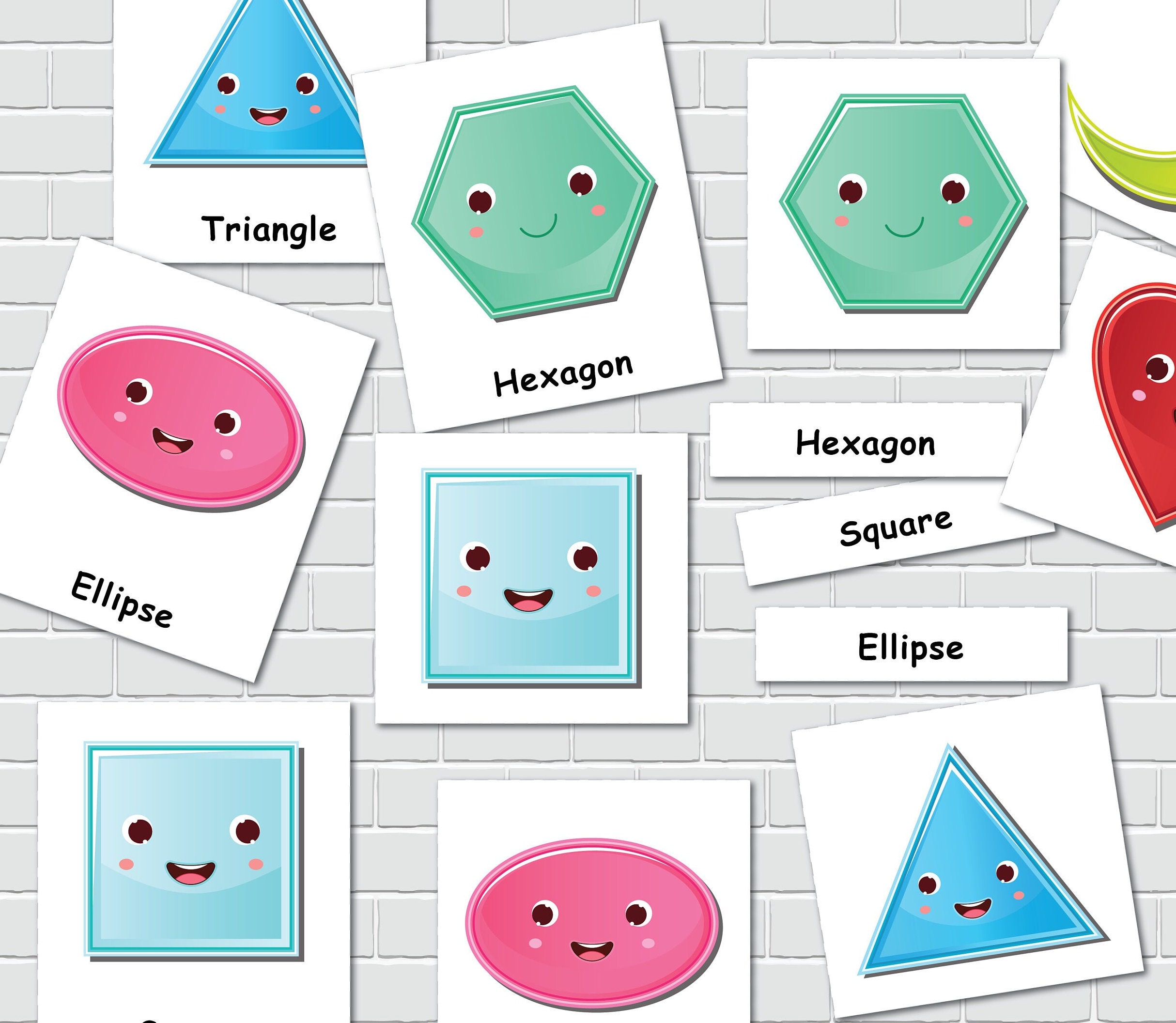 2D Shapes Flashcards, Three Part Flash Cards, Geometric Shapes ...