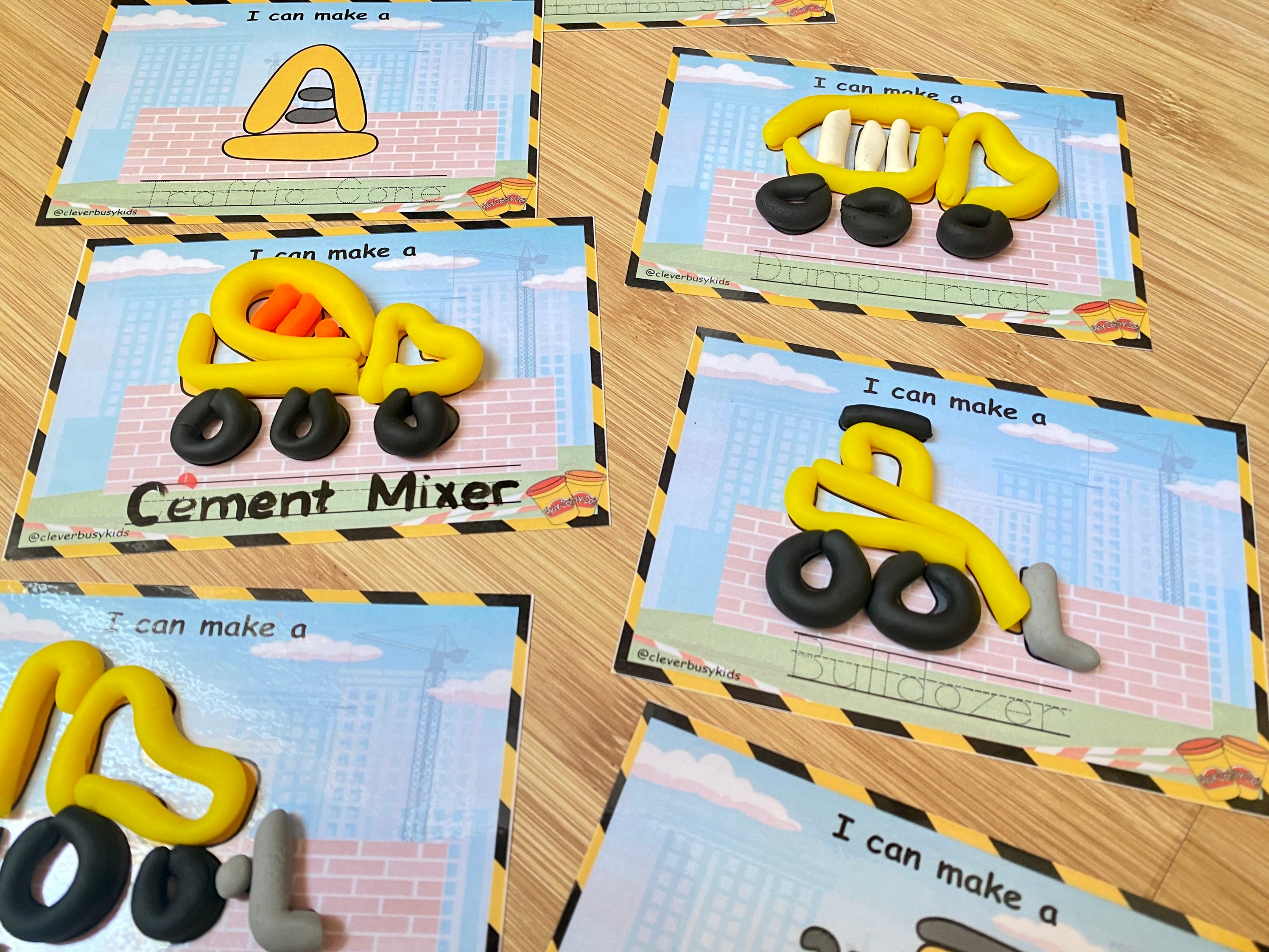 Construction Truck Play Dough Mats: Fine Motor Skills Activity (PDF) - Etsy