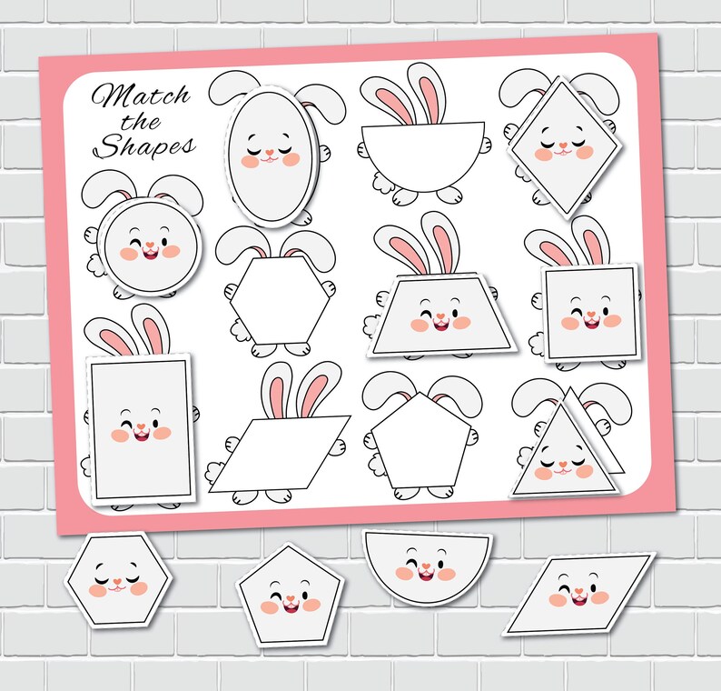Bunny Shape Matching Activity, 2D Shapes, Easter Busy Book Page, File ...
