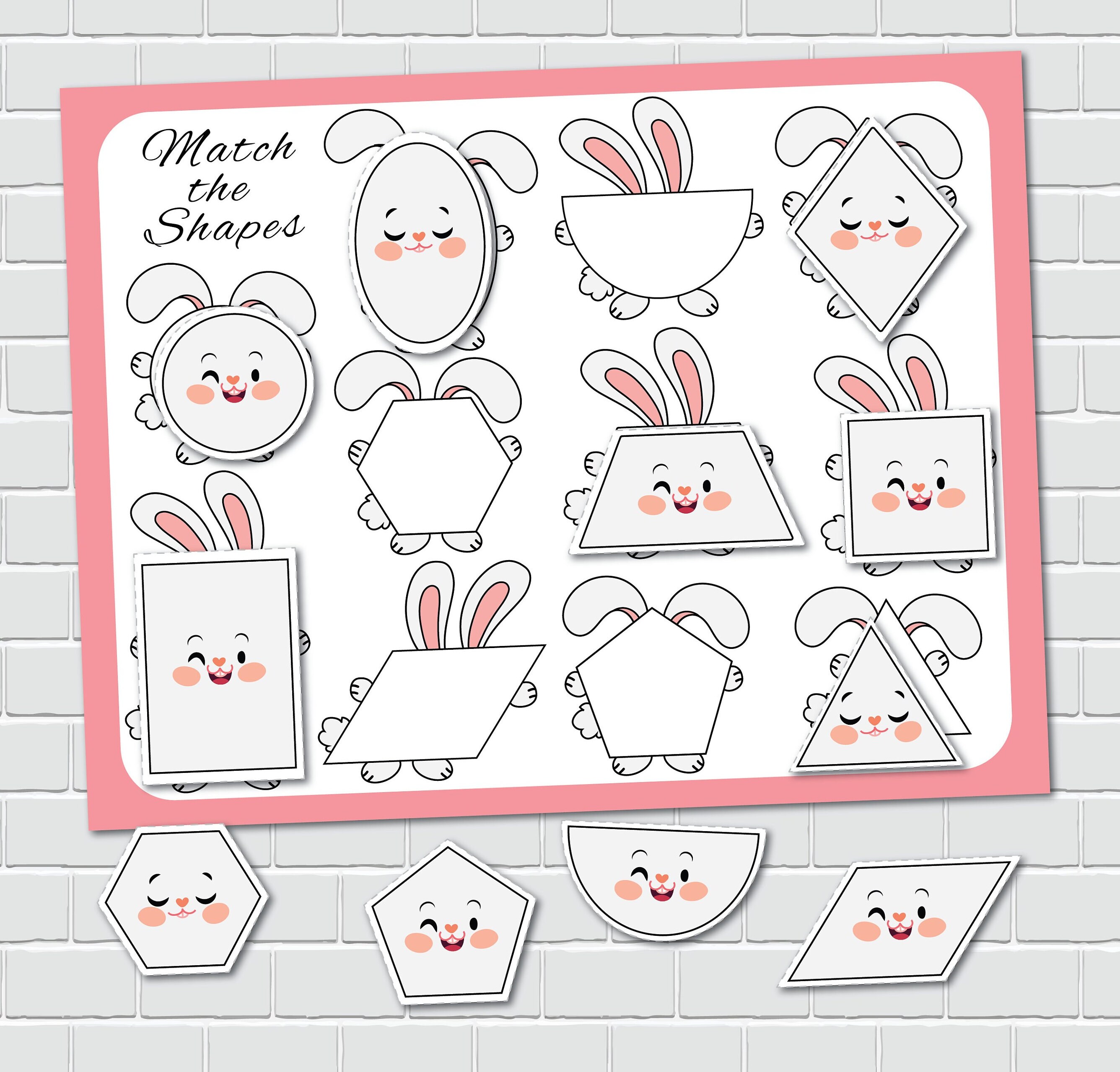 Bunny Shape Matching Activity, 2D Shapes, Easter Busy Book Page, File ...