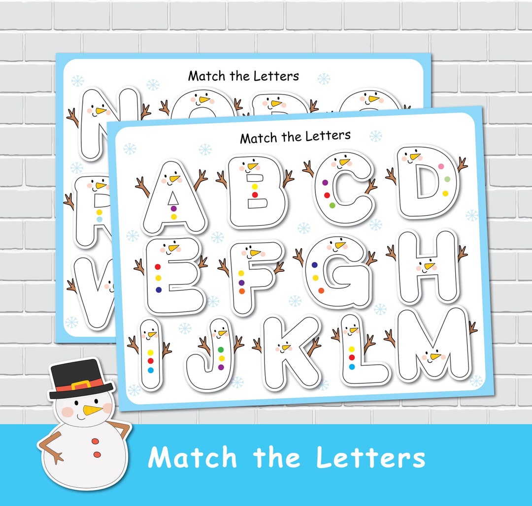 Snowman Alphabet Matching Game, Winter Busy Book Page, ABC Learning ...