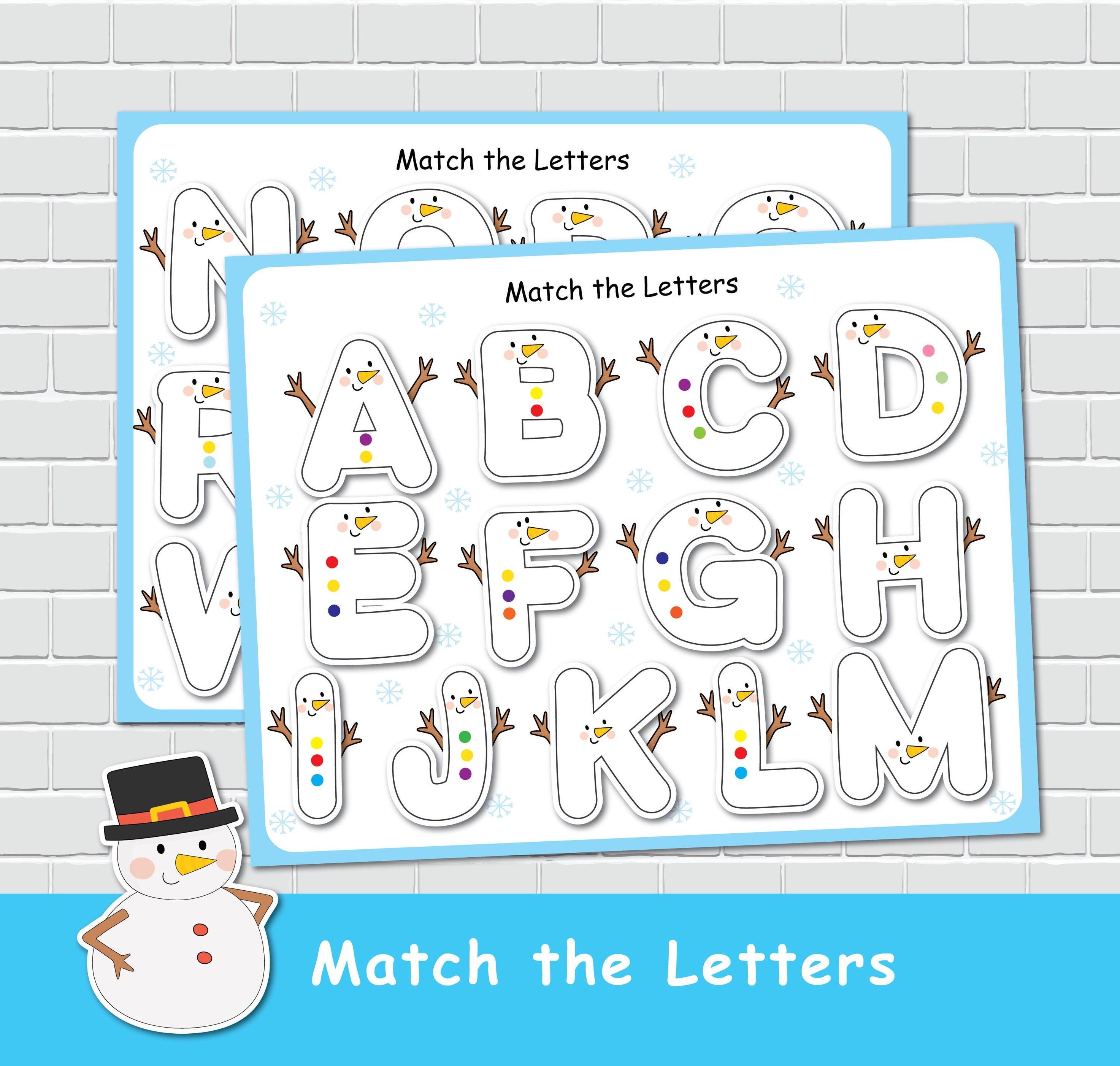 Snowman Alphabet Matching Game, Winter Busy Book Page, ABC Learning ...