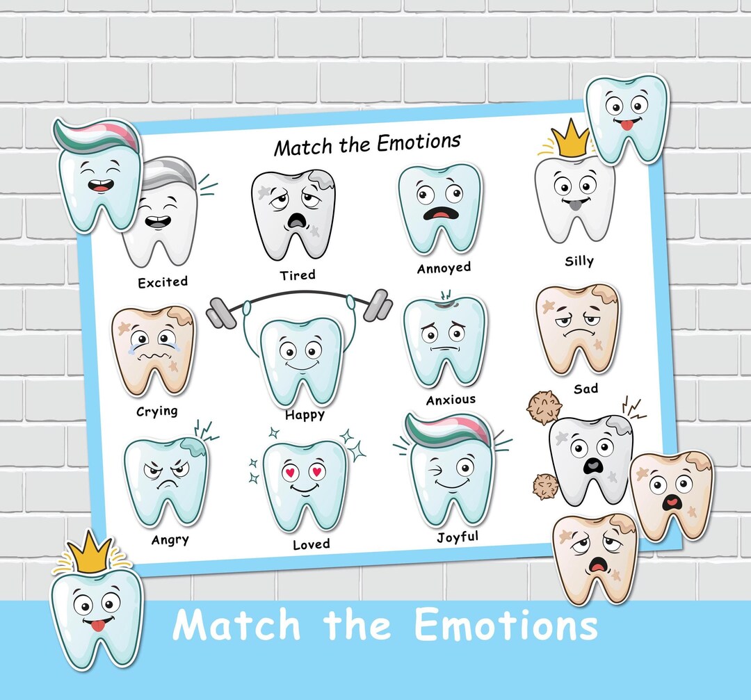 Teeth Emotions Matching Activity for Kids, Dental Health Printable ...