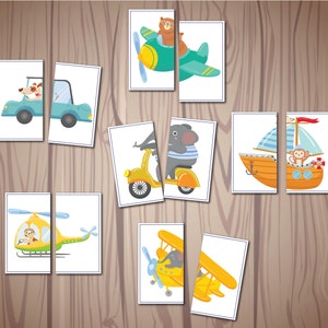 Transportation Matching Game, Symmetry Cards, Toddler Matching Activity ...