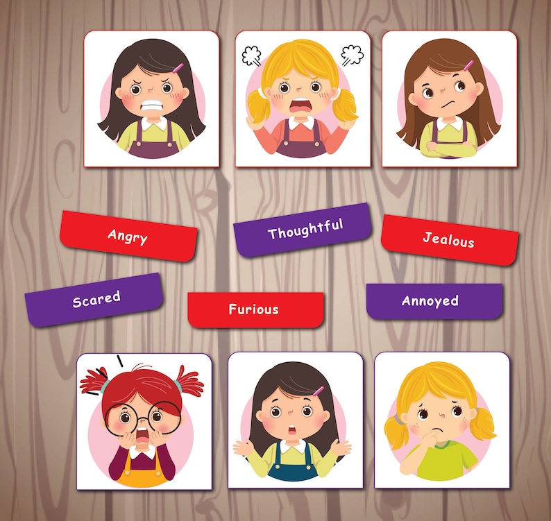 Emotion Flashcards, Girls Feelings Flash Cards, Montessori Printable ...
