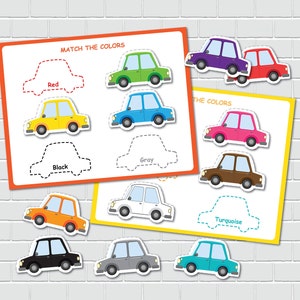 Cars Color Matching Activity for Kids, Toddler Printable, Montessori ...