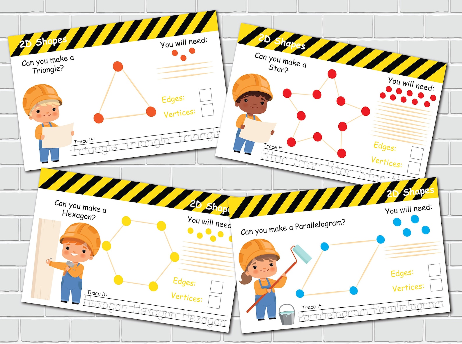 Toothpicks and Play Dough 2D Shapes Preschool Printable - Etsy