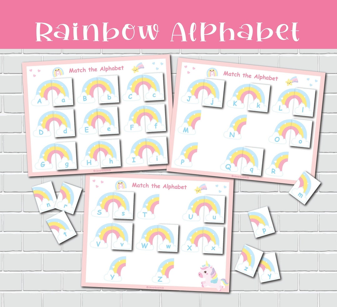 Rainbow Alphabet Matching Activity. Toddler Busy Book Page. Preschool ...