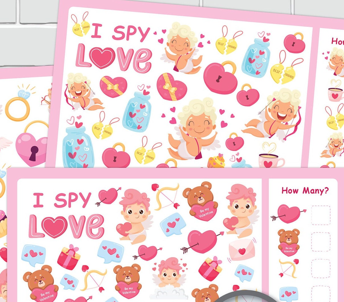 I Spy Valentine's Day Look and Find Counting Game - Etsy