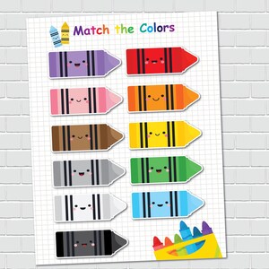 Crayons Color Matching Activity for Kids, Toddler Color Printables ...